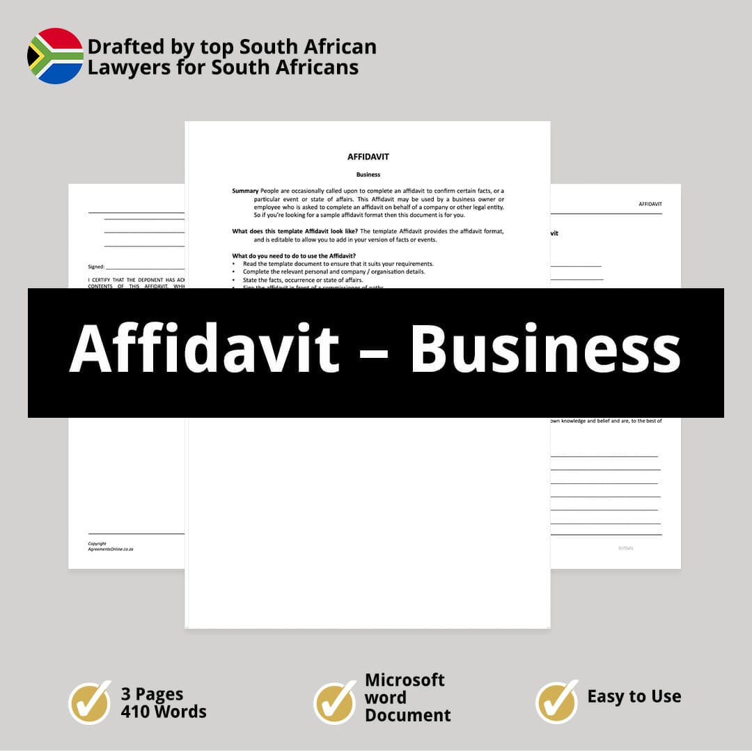 Affidavit Template - Business - South Africa - Agreements Online