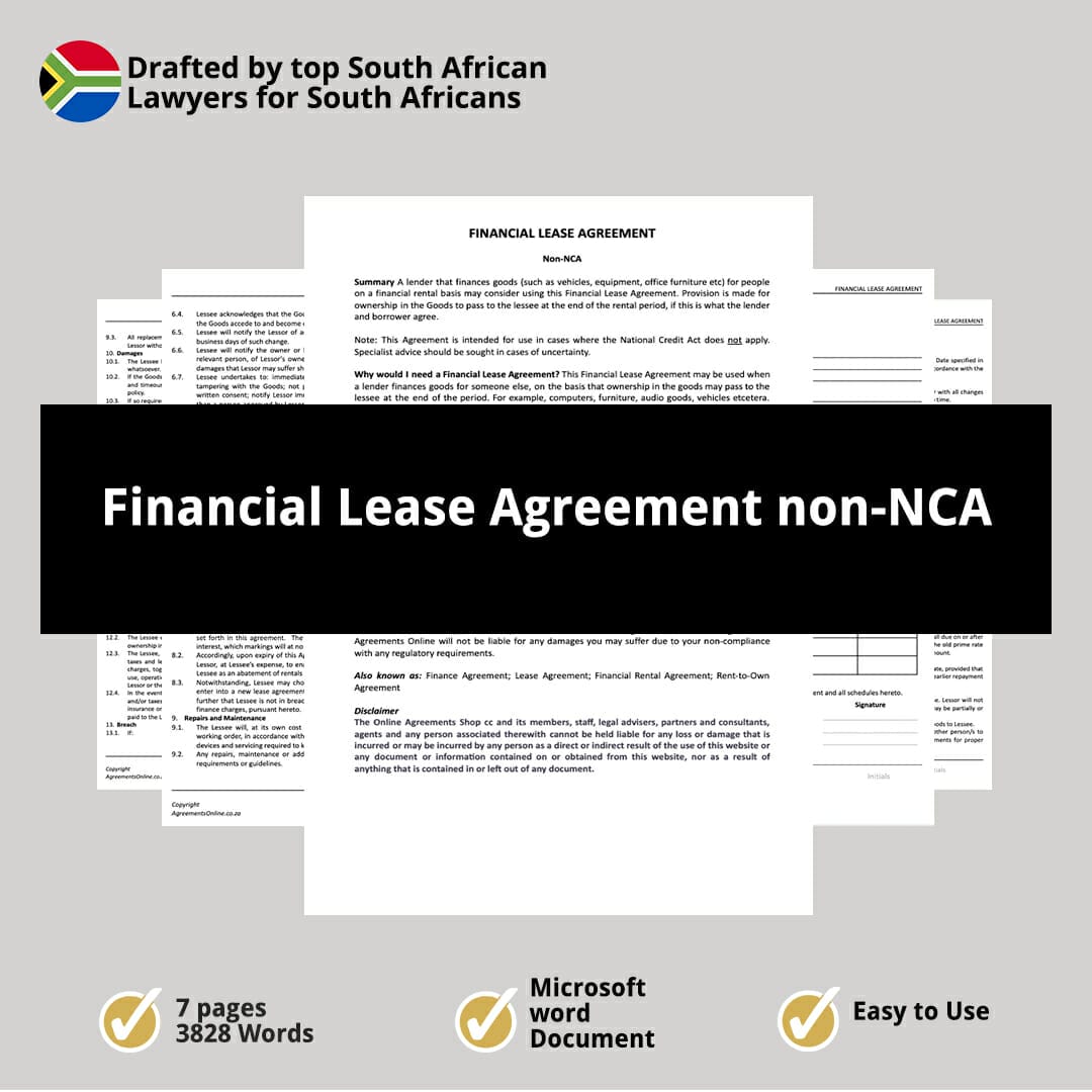 Financial Lease Agreement non-NCA - Agreements Online