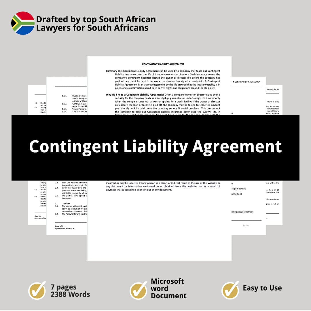 Contigent Liability Agreement Template - South Africa - Agreements Online