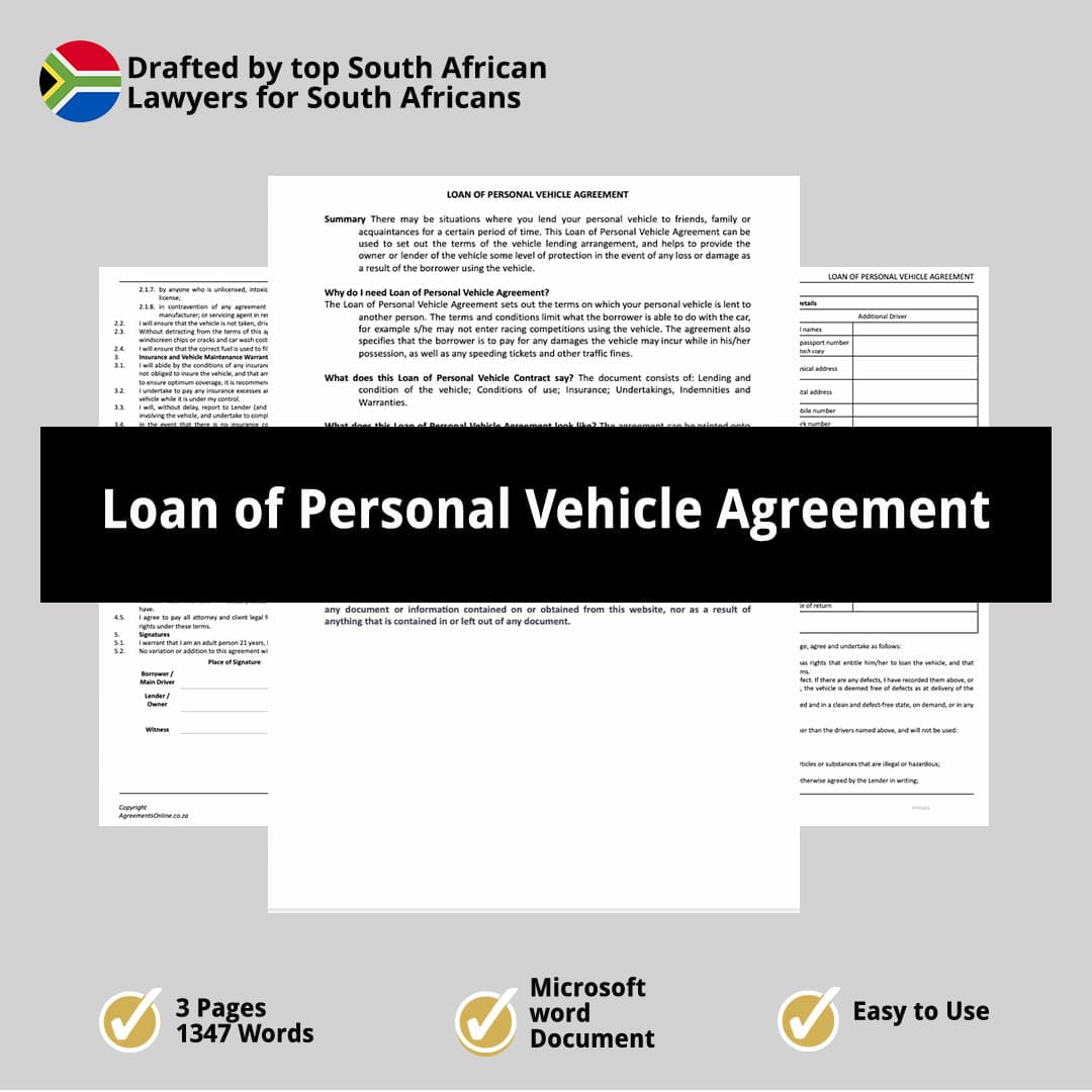 Loan of Personal Vehicle Agreement - Agreements Online