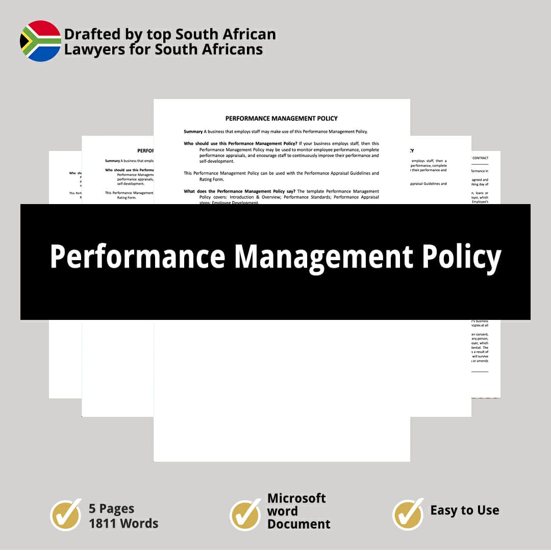 Performance Management Policy Template - South Africa - Agreements Online