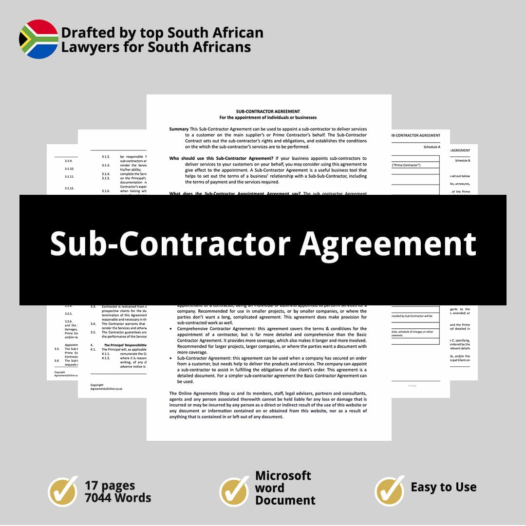 Sub Contractor Agreement Template - Agreements Online