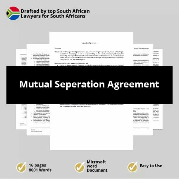 Mutual Separation Agreement Template - South Africa - Agreements Online